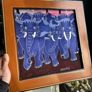 Vintage | Wall Decor | Contemporary Batik 9s A Herd Of Elephants 55 X ...